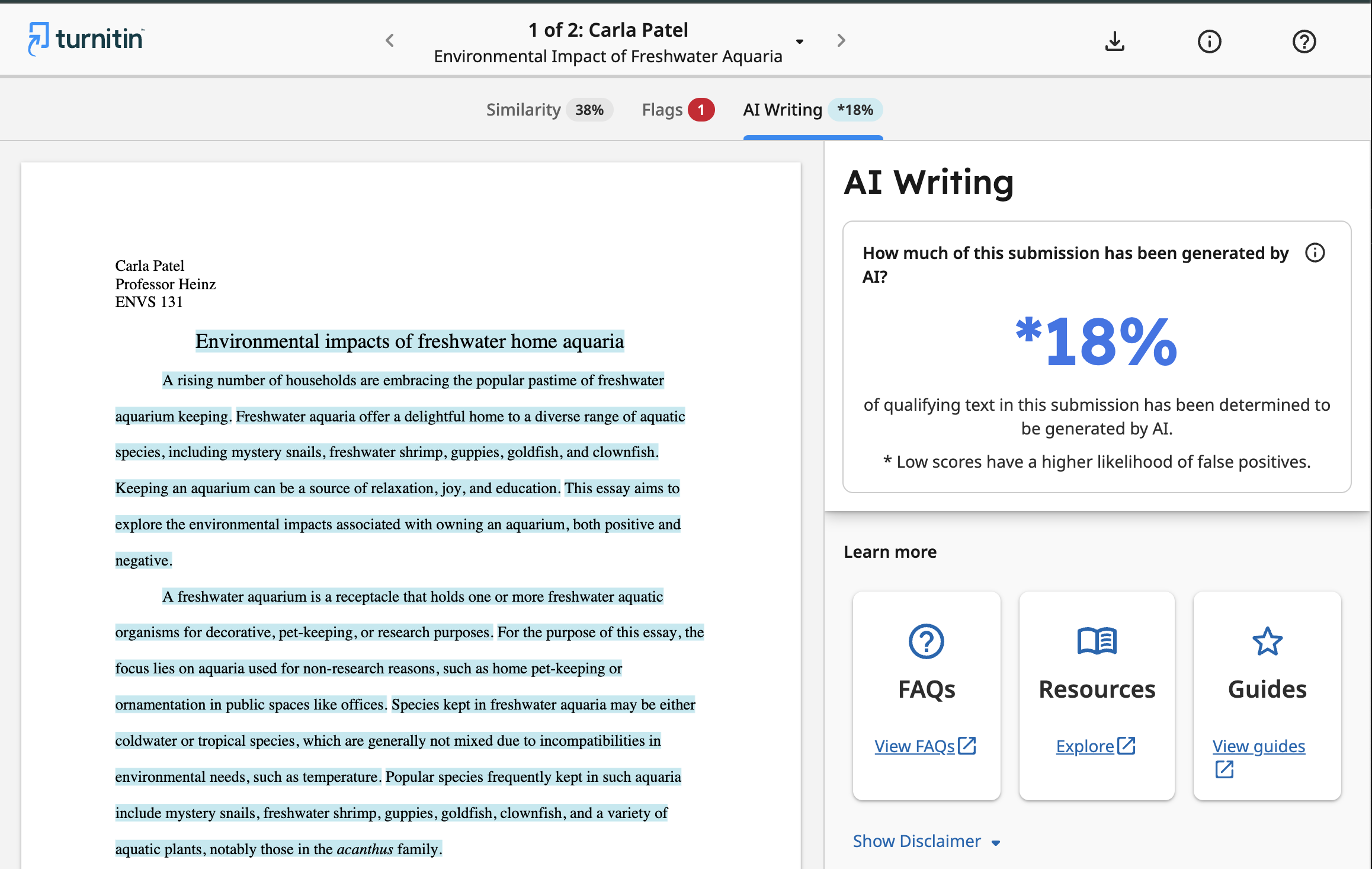 How to interpret the Turnitin Similarity Report (Instructors) – UC San Diego Extended Studies Online